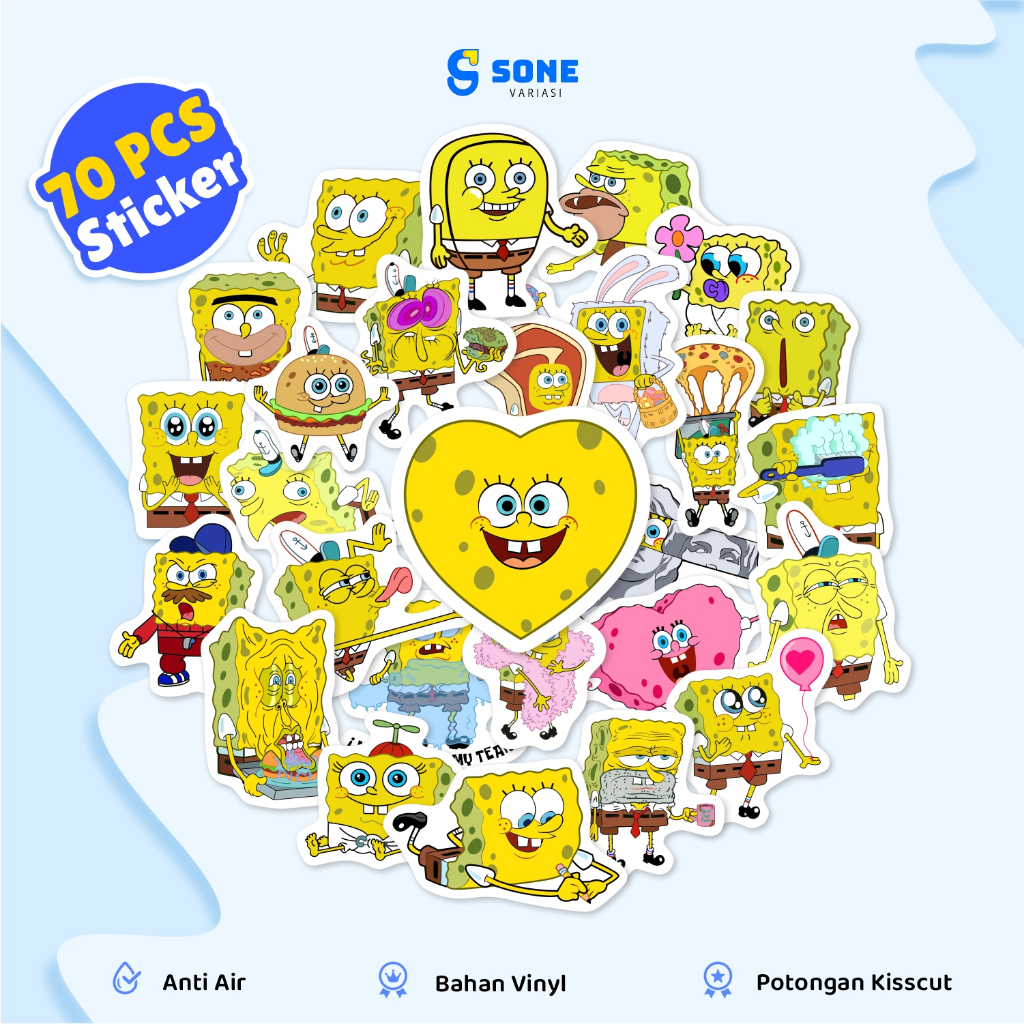 Jual [70 Pcs] Stiker Pack Kartun Spongebob Squarepants bahan Vinyl ...