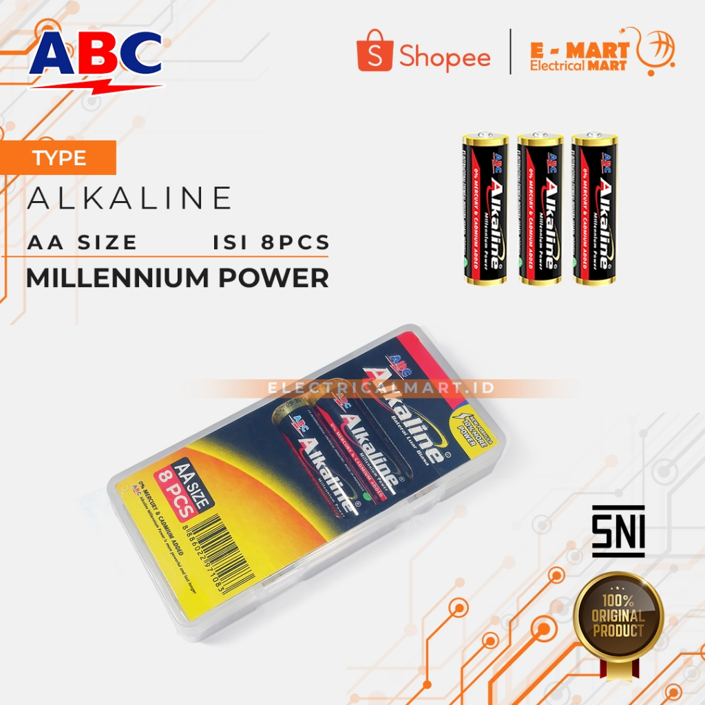 Jual ABC Alkaline Baterai AA Isi 8pcs Lebih Hemat | Shopee Indonesia