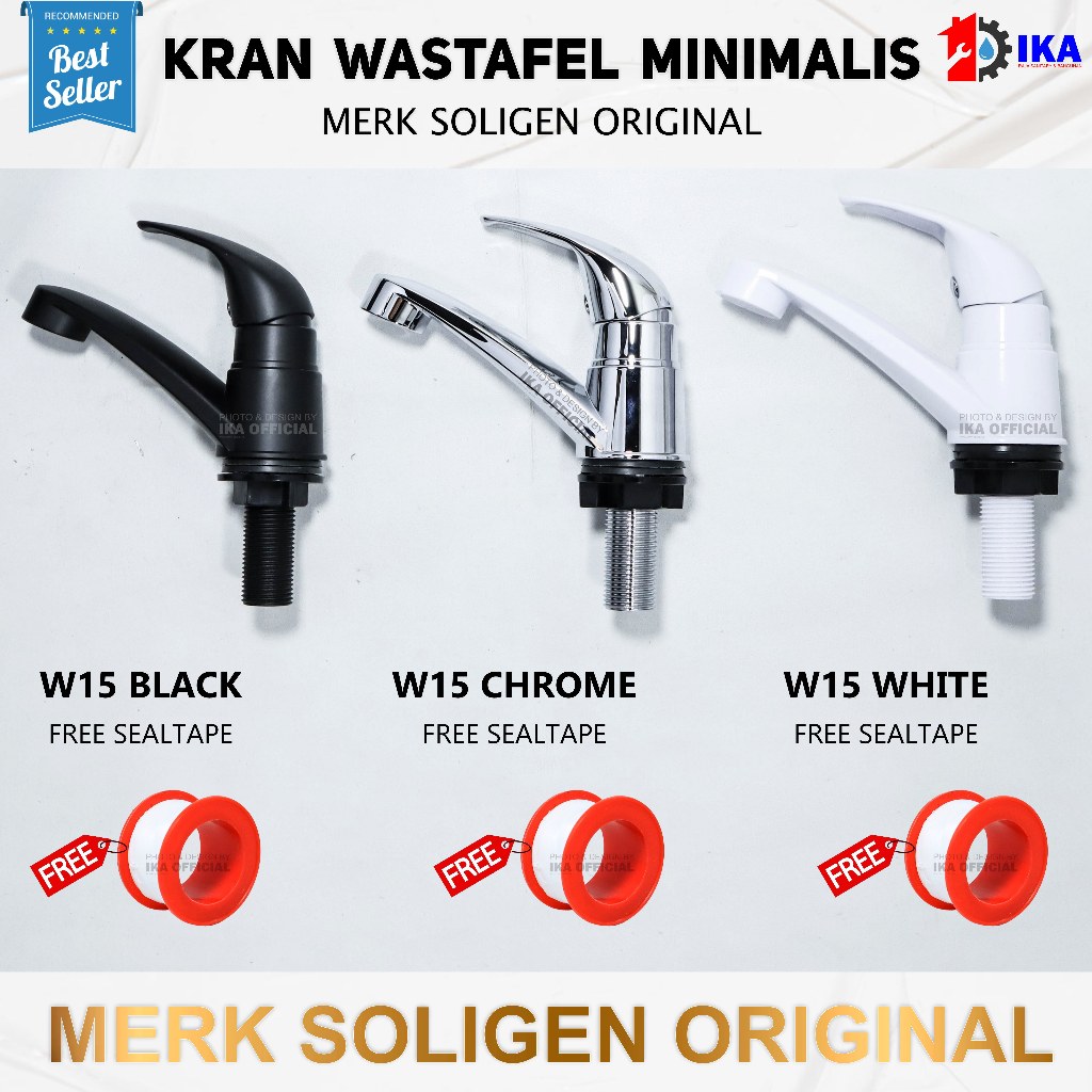 Jual Kran Wastafel Soligen W15 Tanam Keran Air PVC Chrome Putih Ivory ...