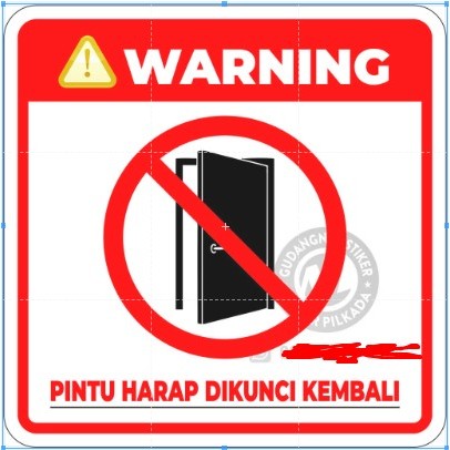 Jual STIKER VINYL MOHON PINTU HARAP DIKUNCI KEMBALI | Shopee Indonesia