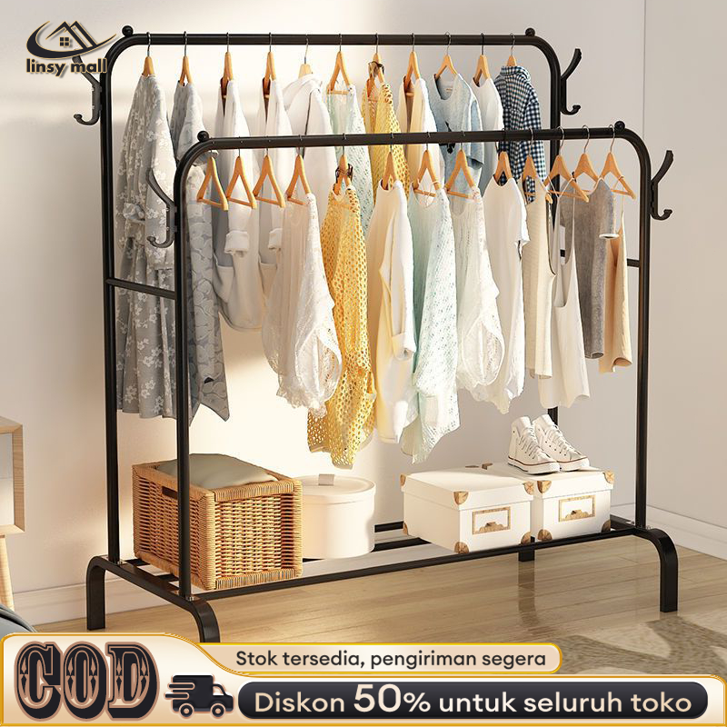 Jual Rak Gantungan Baju Stand Hanger Double Rak Pakaian Jemuran Baju ...