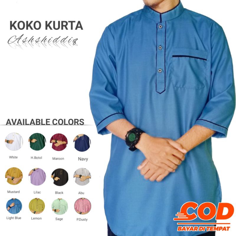 Jual KOKO KURTA ASHSHIDDIQ - BAJU KOKO KURTA PRIA DEWASA LENGAN 3/4 ...