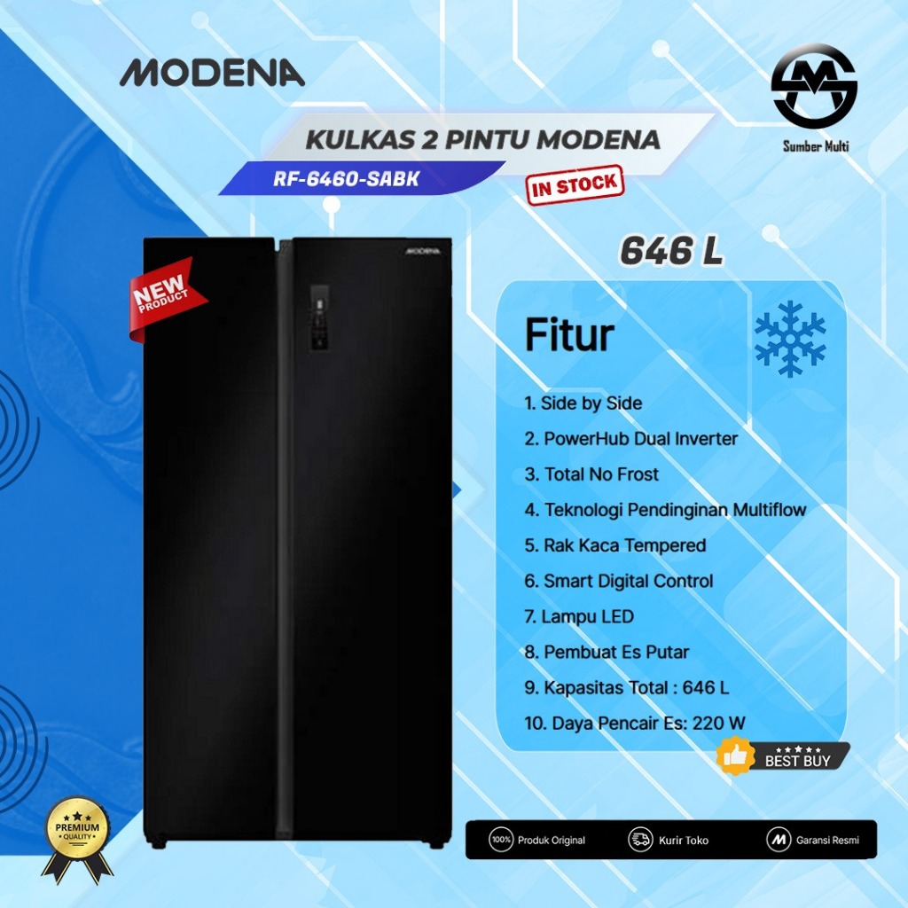Jual KULKAS MODENA SIDE BY SIDE 6460 SABK - 600 Liter | Shopee Indonesia