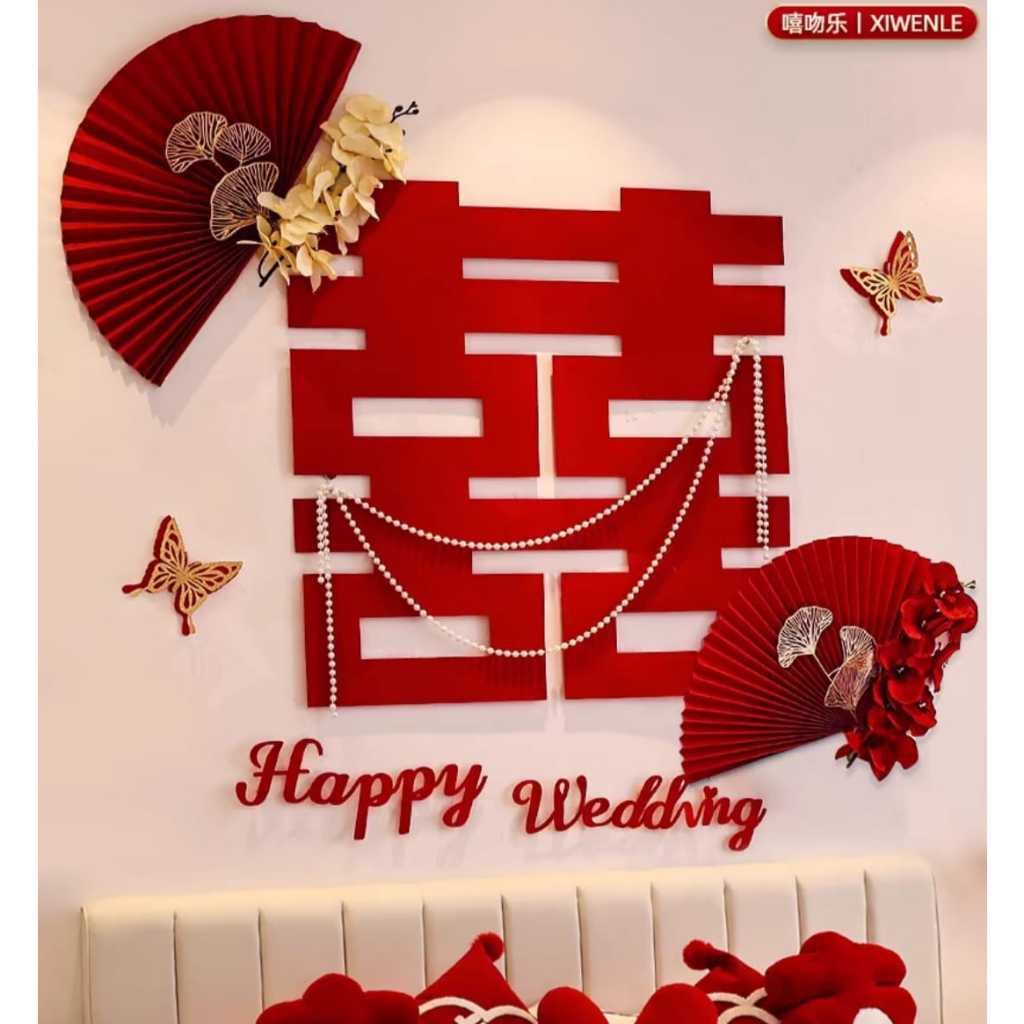 Jual BackDrop Sangjit Kekinian Pernikahan Chinese Shuangxi / Tempelan ...