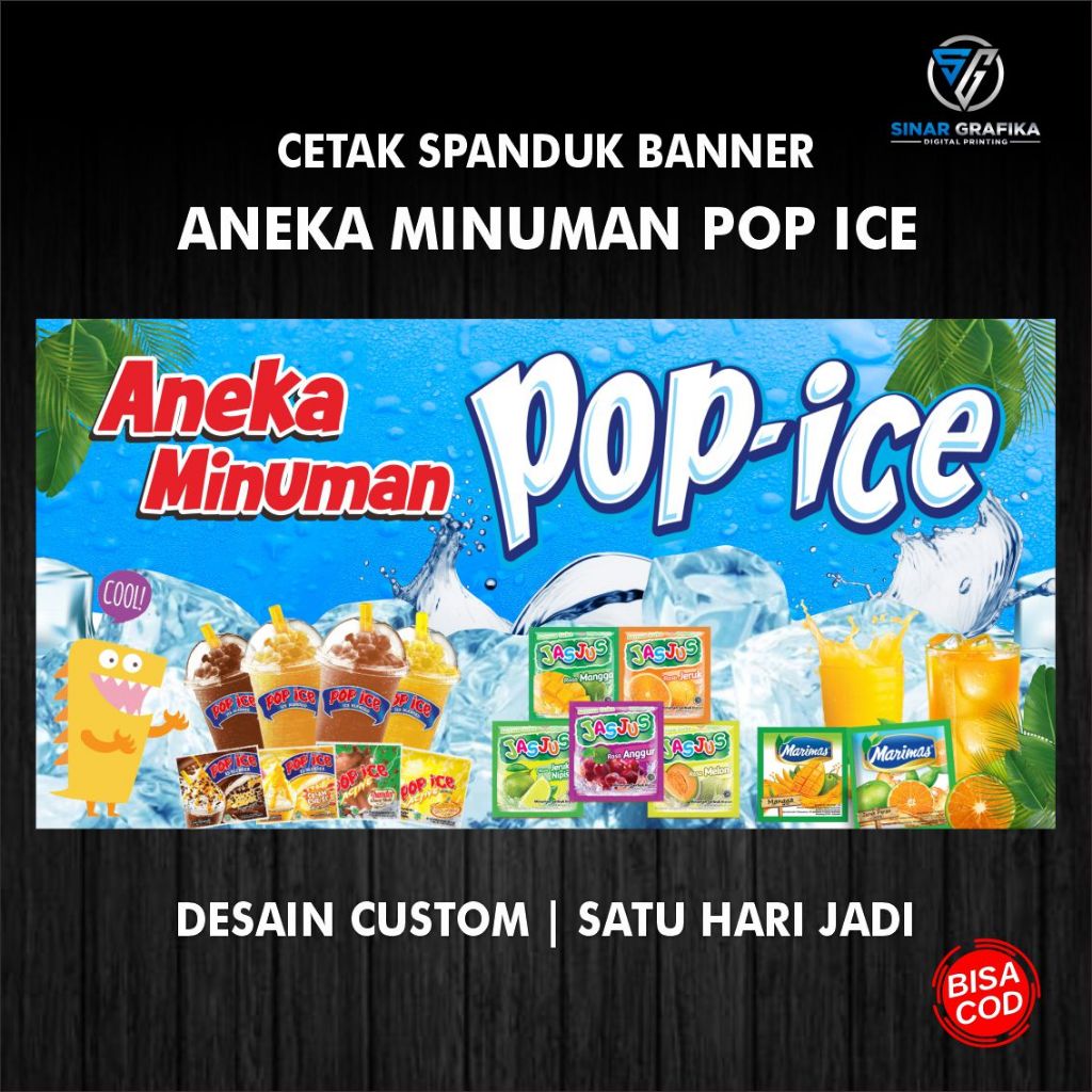 Jual Banner Pop Ice, Spanduk Pop Ice, Bisa request desain & ukuran ...