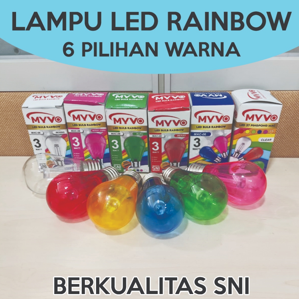 Jual Lampu LED Warna MYVO RAINBOW BULB WARNA 3W MODEL PIJAR LAMPU HIAS ...
