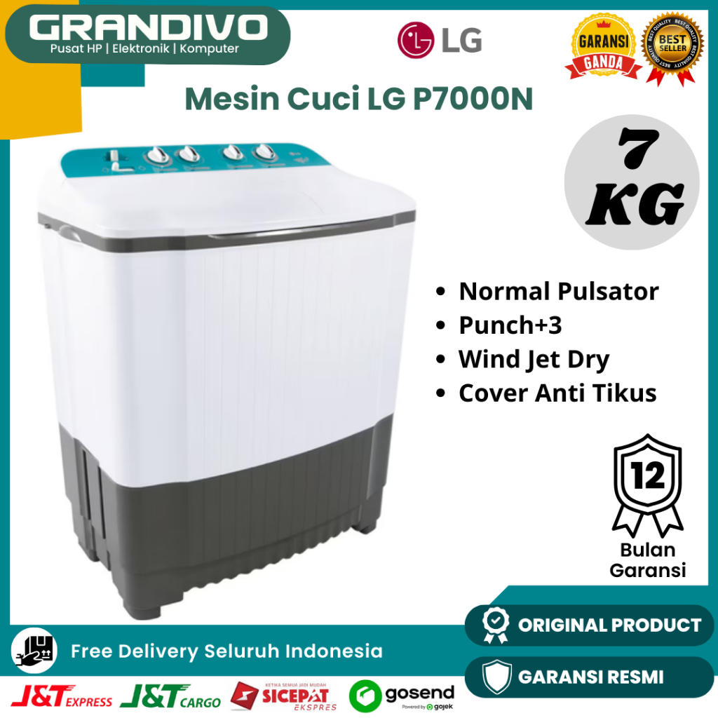 Jual Mesin Cuci LG 7KG Dua Tabung P7000N Low Watt Big Capacity 3 ...