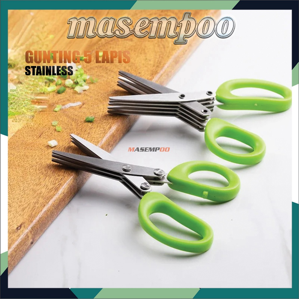 Jual Gunting 5 Lapis Potong Sayur Daun Bawang Stainless - Gunting Sayur ...