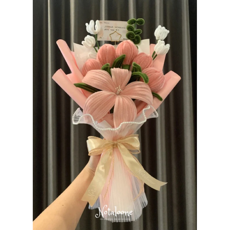 Jual Notaloone - Dream Tulip Lily Mercy Flower Bouquet Kawat Bulu Kado ...