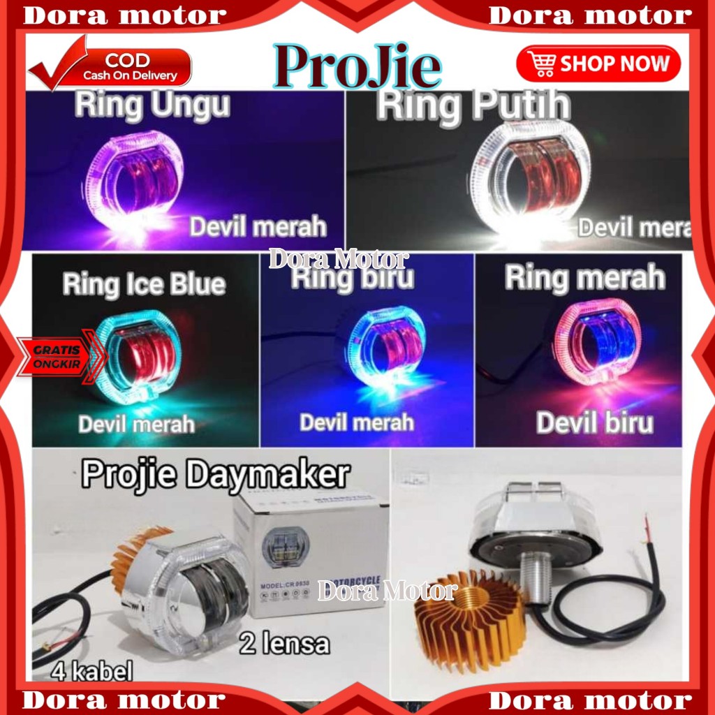 Jual Projie Biled 2 Lensa 2.5inc jauh dekat kuning putih plus Ring ...
