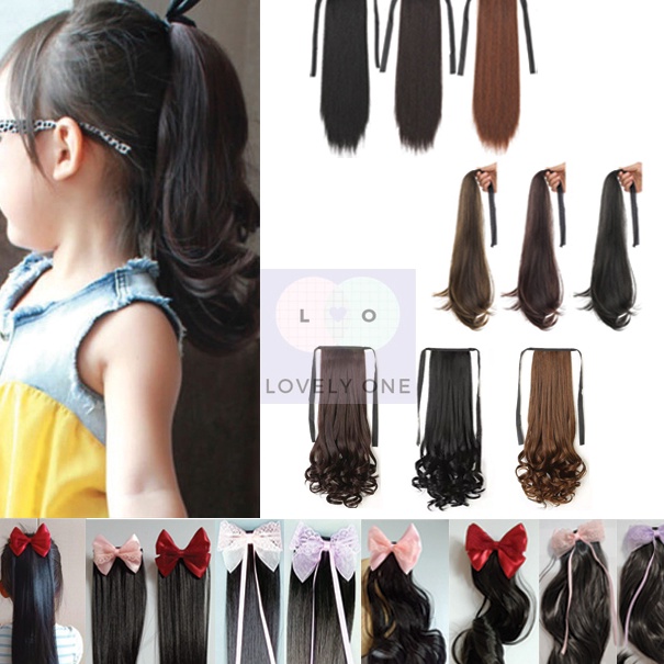 Jual Kejar Promo Wig Rambut Palsu Model Jepit dan Ikat Tebal Halus Anak ...