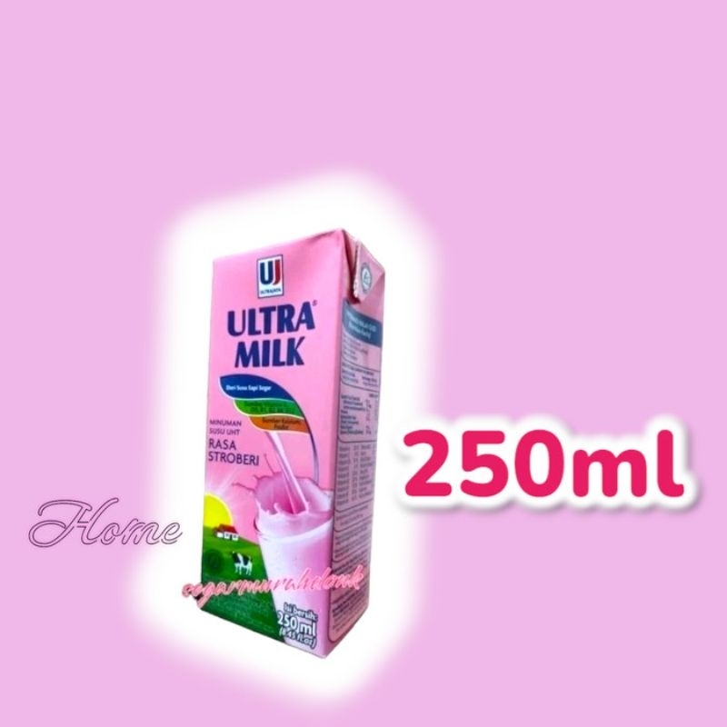 Jual Ultra Milk Strawberry Susu UHT 250 ml | Shopee Indonesia