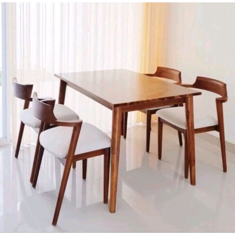 Jual MEJA MAKAN MINIMALIS MEJA MAKAN HIROSHIMA KAYU JATI | SET MEJA MAKAN CAFE ROPAN KURSI CAFE ...
