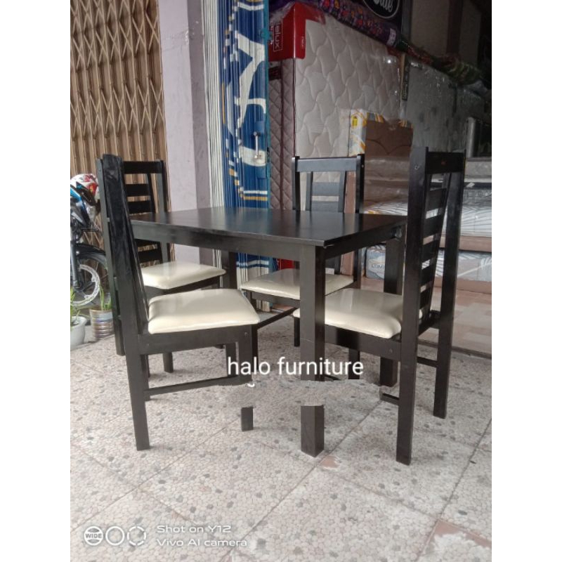 Jual MEJA MAKAN KAYU 4 KURSI | Shopee Indonesia