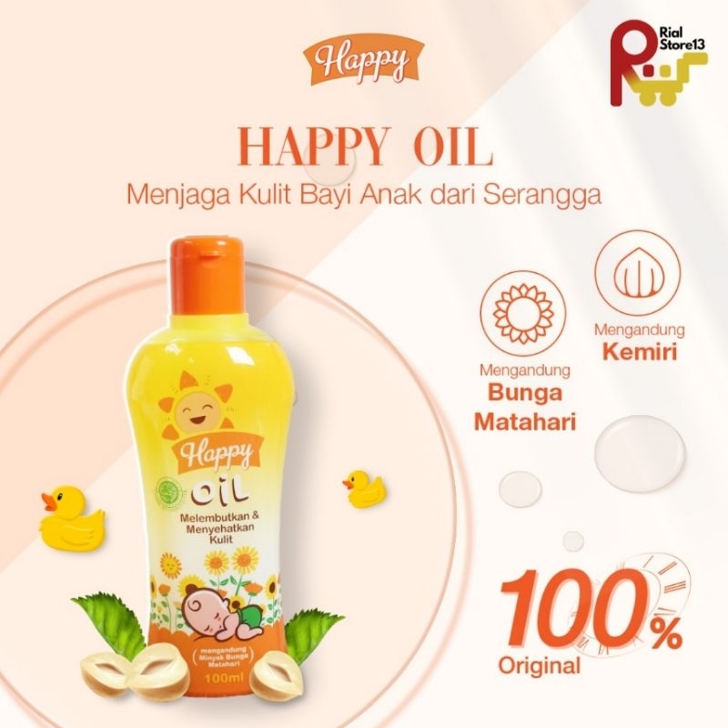 Jual HAPPY OIL Bunga Matahari 100 ml - Minyak Pijat Bayi | Shopee Indonesia