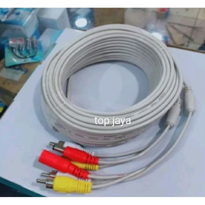 Jual kabel top jaya jadi cctv 20 meter 3 jalur rca video audio | Shopee ...