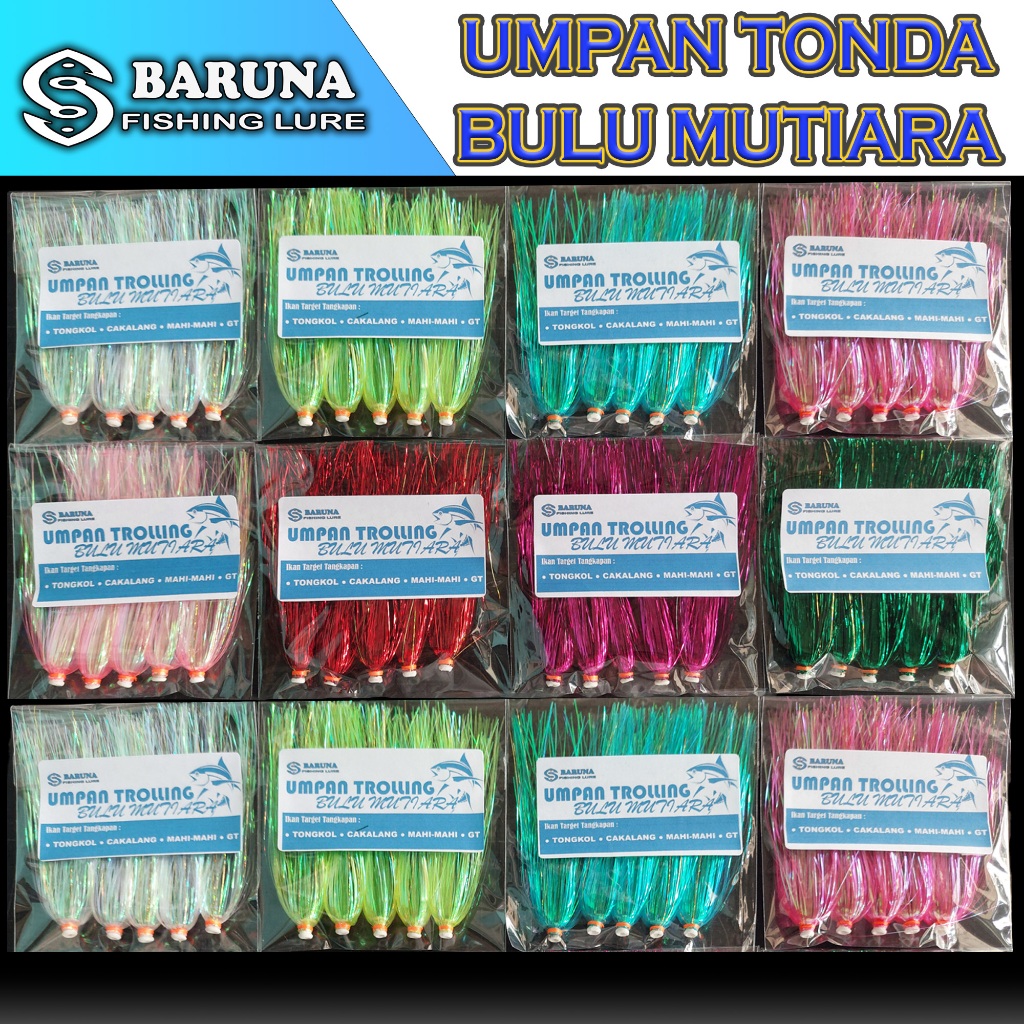 Jual BARUNA - 5Pcs Umpan Bulu Mutiara - Umpan Pancing Tonda Troling ...