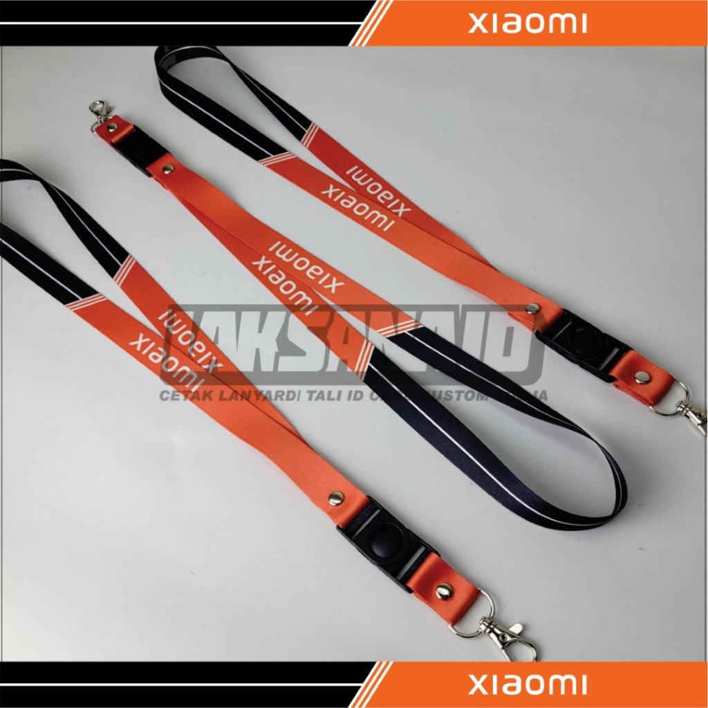 Jual LANYARD TALI ID CARD PROMOTOR XIAOMI LOGO BARU PRINTING OREN HITAM ...