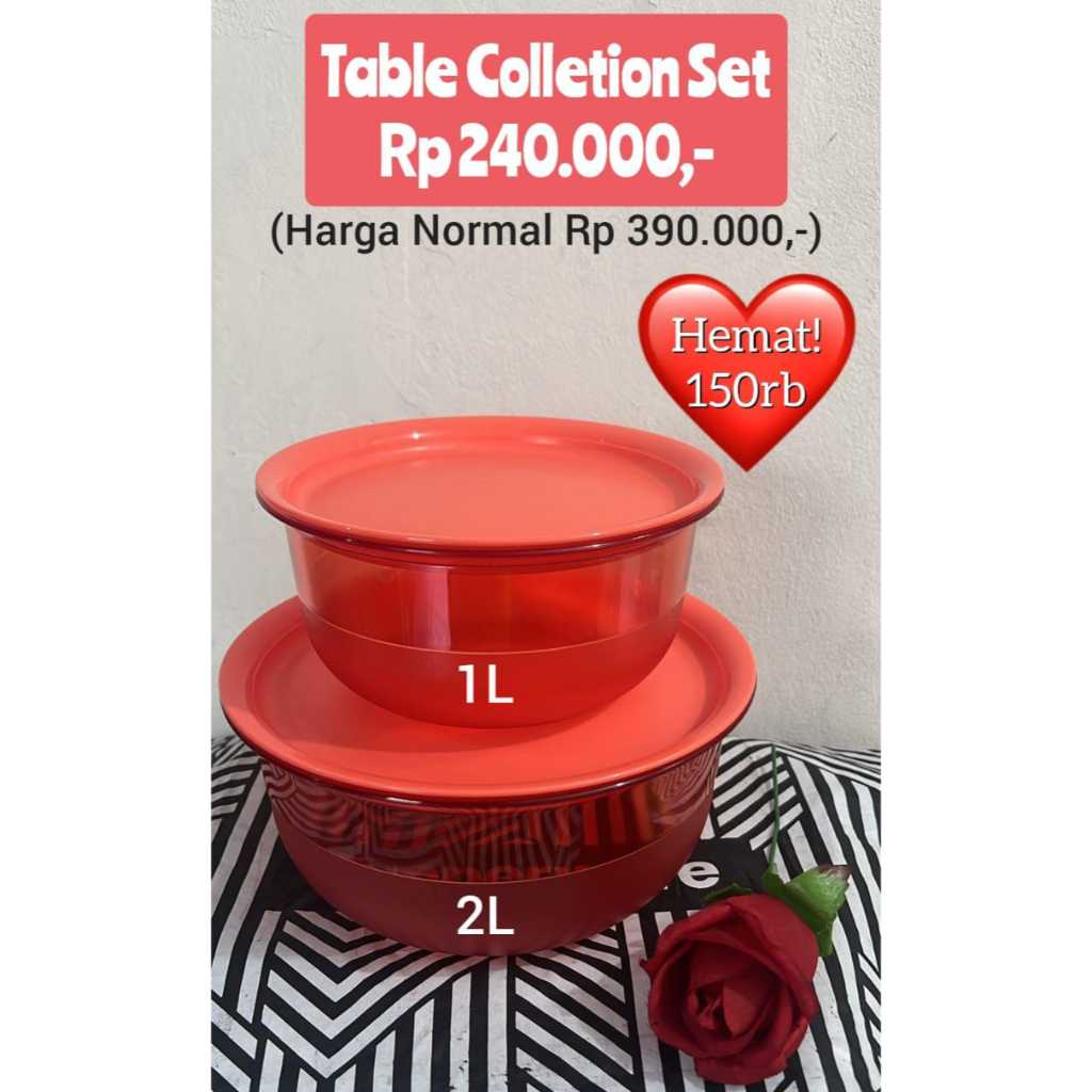 Jual TUPPERWARE TABLE COLLECTION 2L (1), 1L (1) - PEACH - CRYSTAL ...