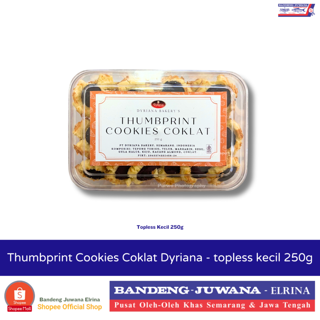 Jual Thumbprint Cookies Coklat topless kecil 250g merek Dyriana ...