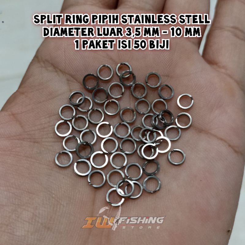 Jual 50 biji split ring pipih diameter luar 3,5 mm - 10 mm IWFISHING ...