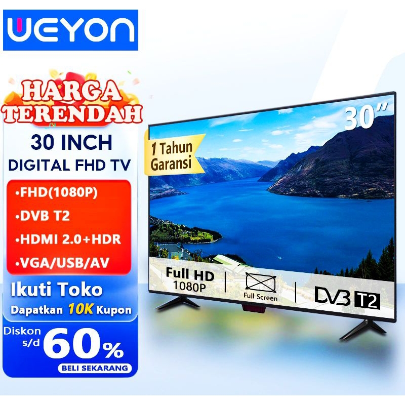 Jual Weyon TV LED Digital 30 inch FHD DVB-T2 Promo Garansi 1 Tahun HDMI ...