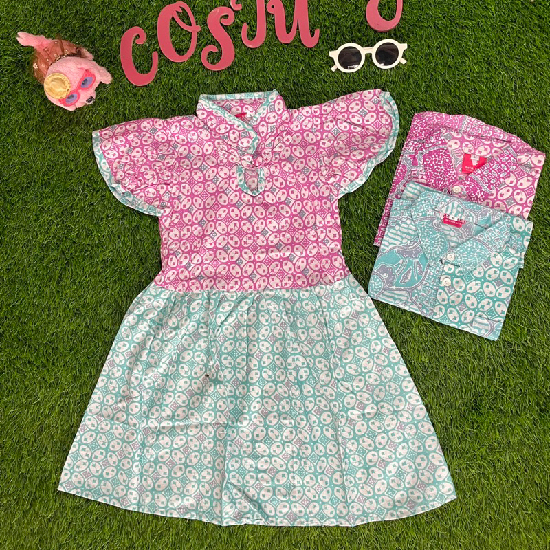 Jual Batik Costume Couple Dress Batik Jenny Cantik Pink Toska Couple ...