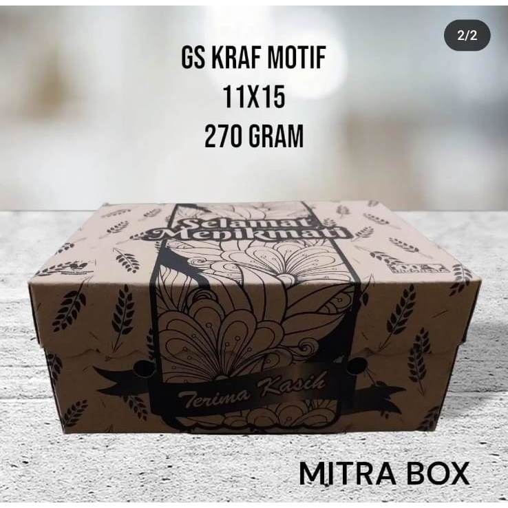 Jual box snack box makanan box nasi GS KRAFT MOTIF ukuran 11x15 Dus box ...