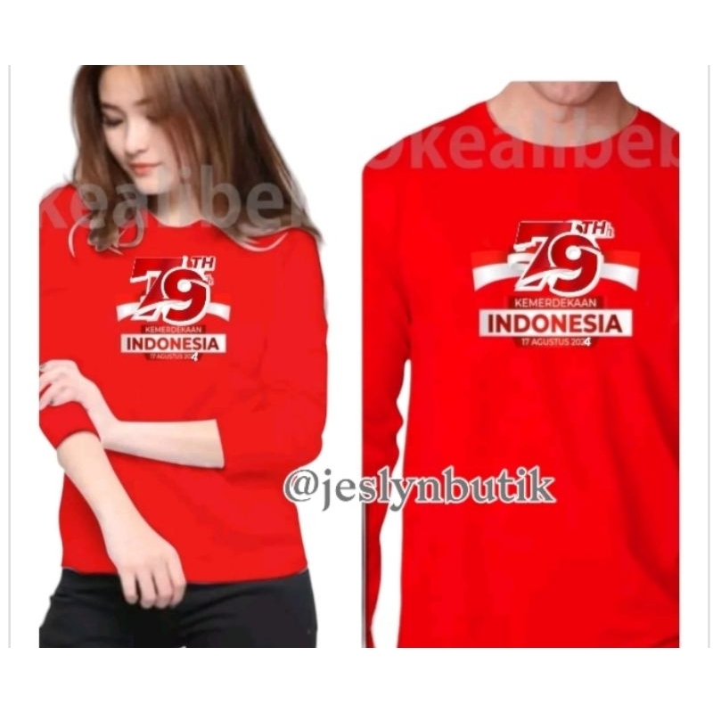 Jual KAOS LENGAN PANJANG UNISEX HUT RI 79 KAOS PRIA DAN WANITA LOGO HUT RI 79 SABLON DIGITAL ...