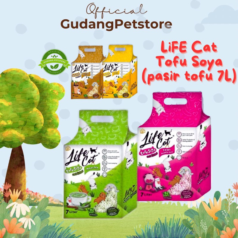 Jual Pasir Kucing 7 Liter / Pasir Tofu / Pasir LIFE CAT TOFU SOYA Harum ...