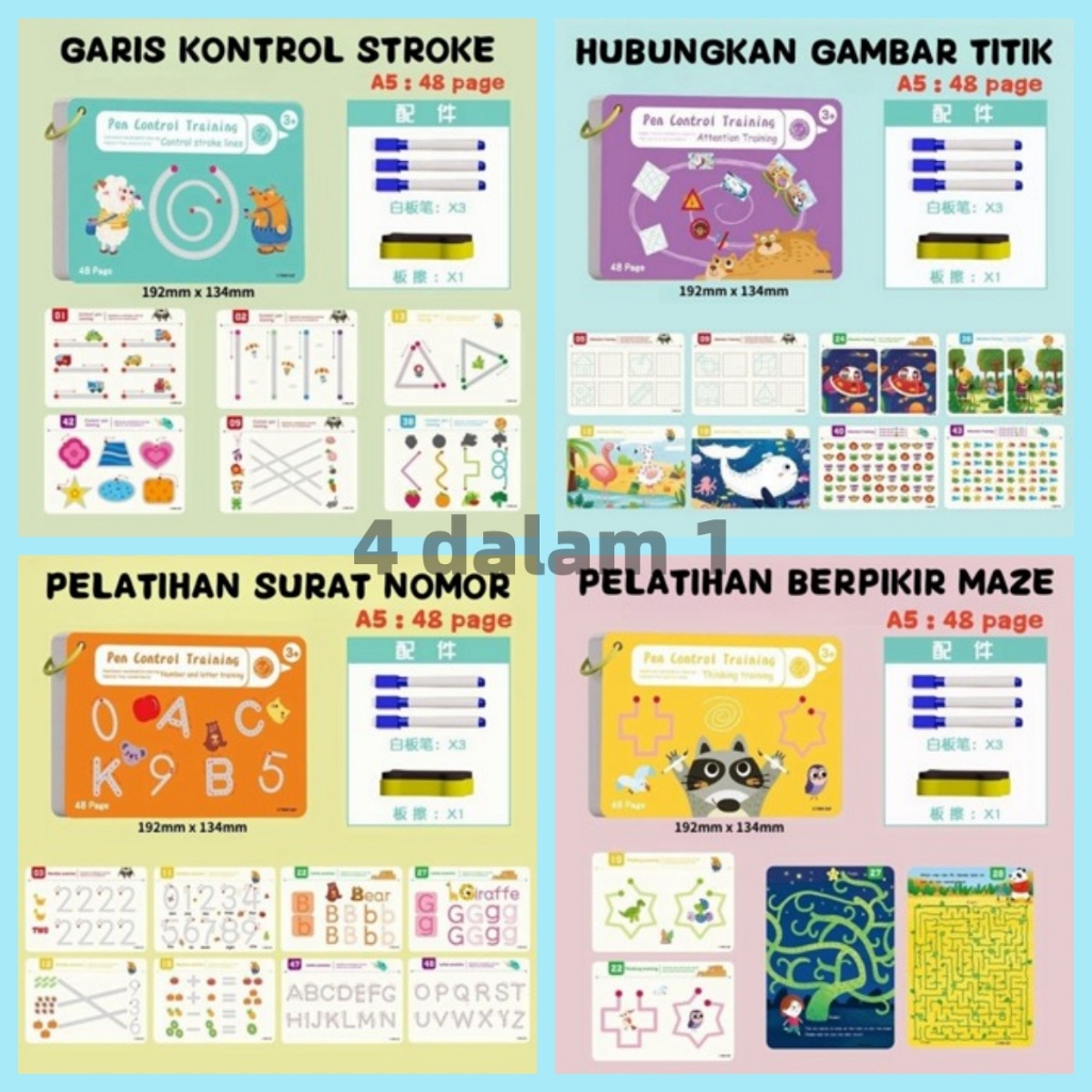 Jual Magical Tracing Workbook ReusableDot To Dot Wipe And Clean Book ...