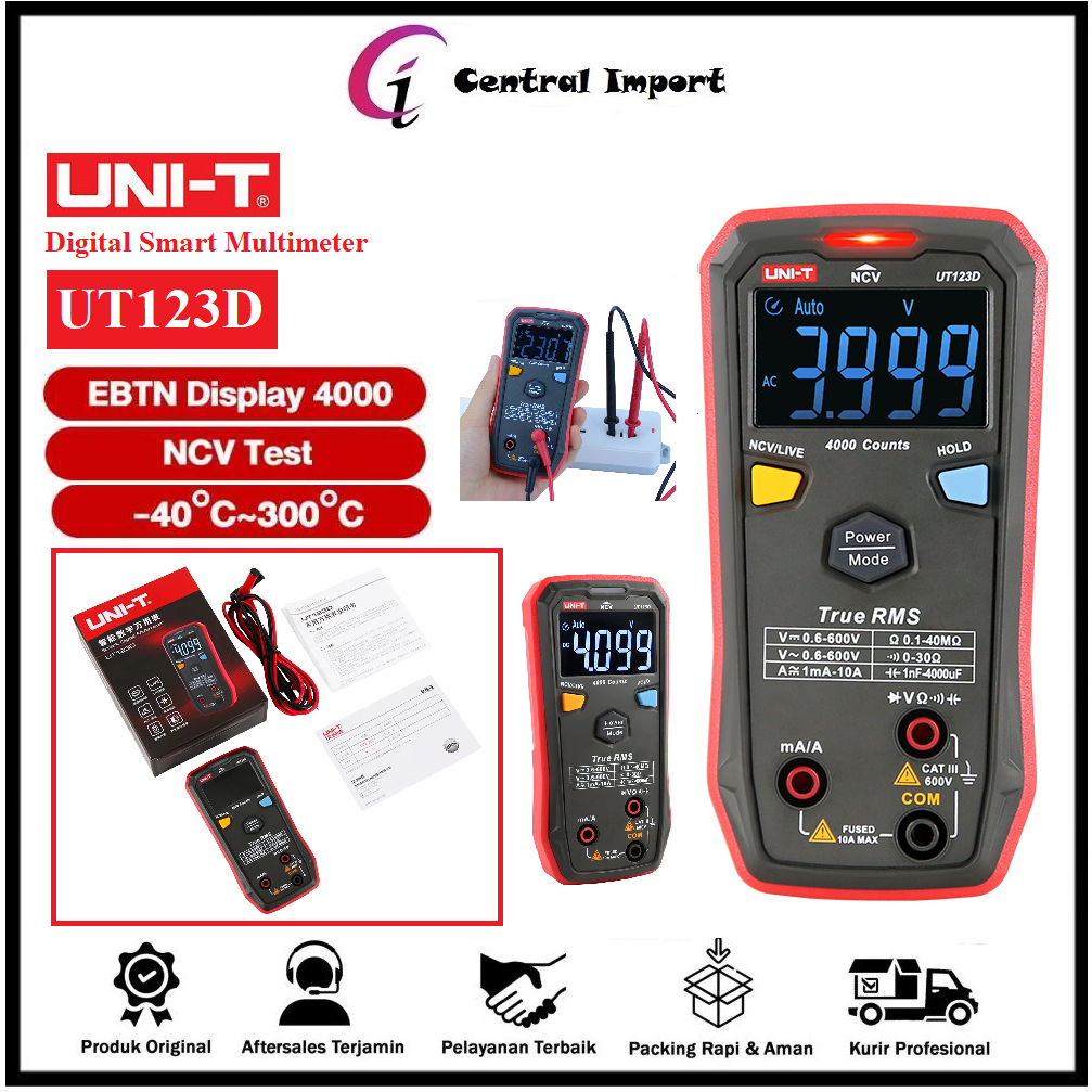 Jual UNI-T UT123D Digital Smart Multimeter True RMS EBTN Display DC AC ...