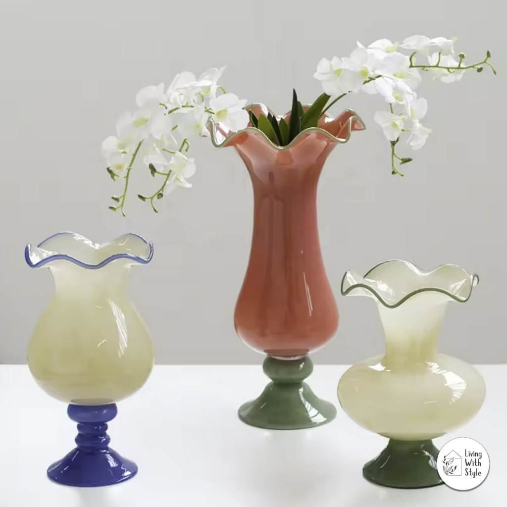 Jual Living With Style - Aria Ruffles Glass Vase Large Size / Vas Bunga ...
