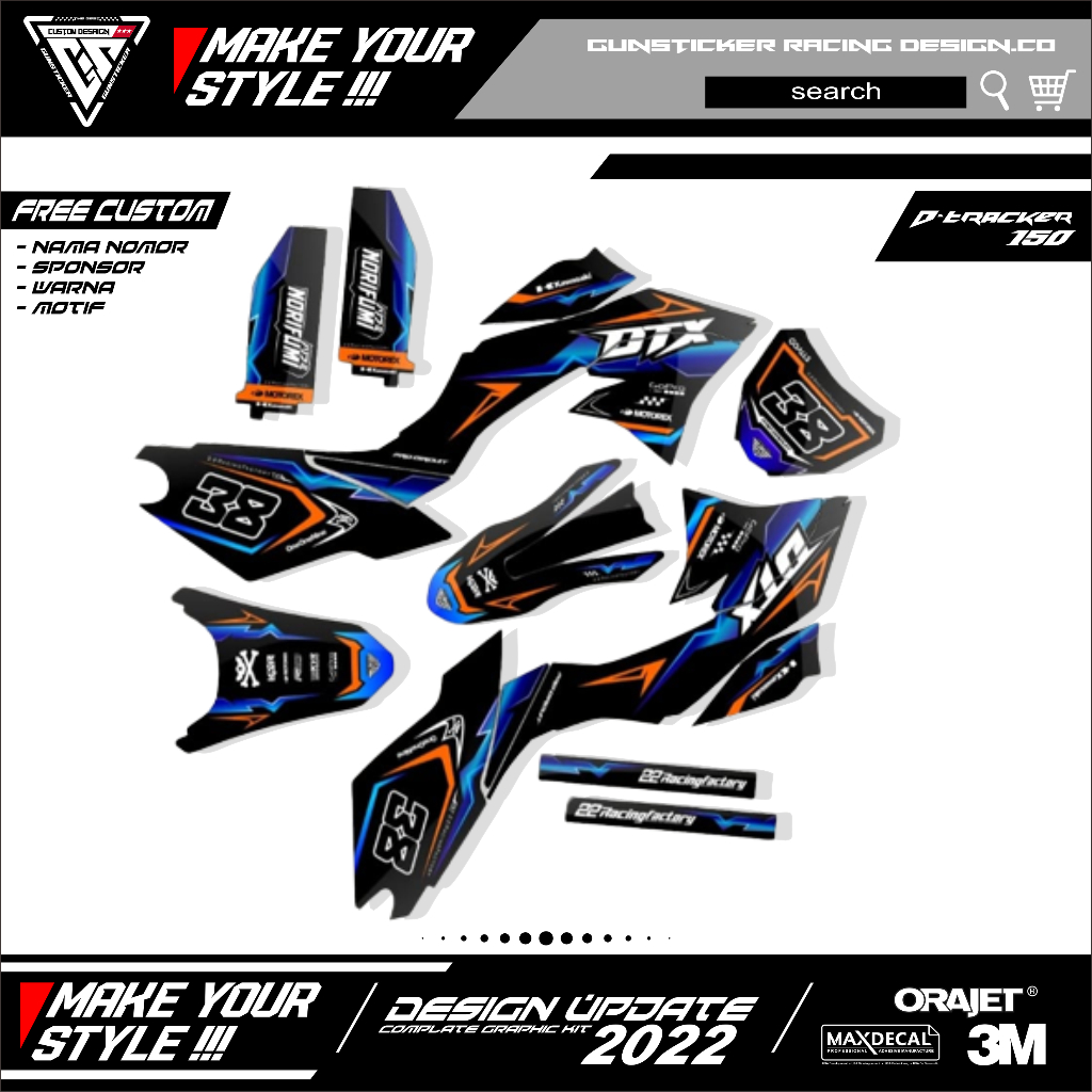 Jual decal kawasaki dtracker striping dtx full body gradasi biru ...