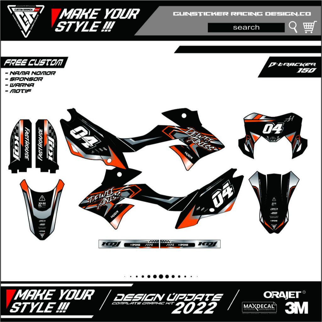 Jual DECAL DTRACKER DTX KAWASAKI FULL BODY GRADASI HITAM ORANGE ...