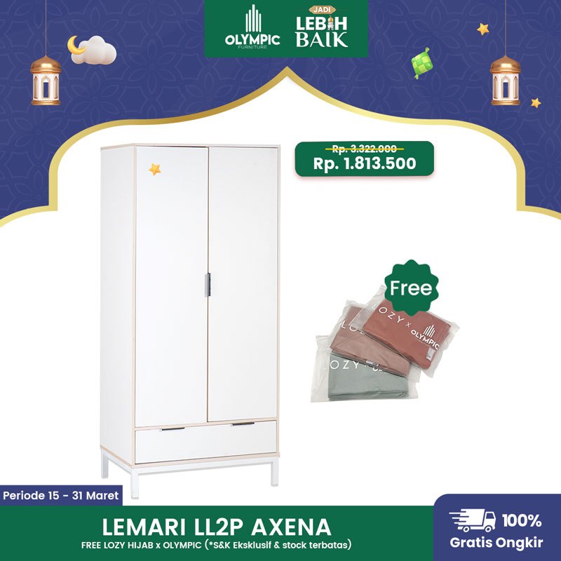 Jual Olympic Lemari Pakaian Rangka Besi / Lemari Baju 2 Pintu / LL2P AXENA | Shopee Indonesia