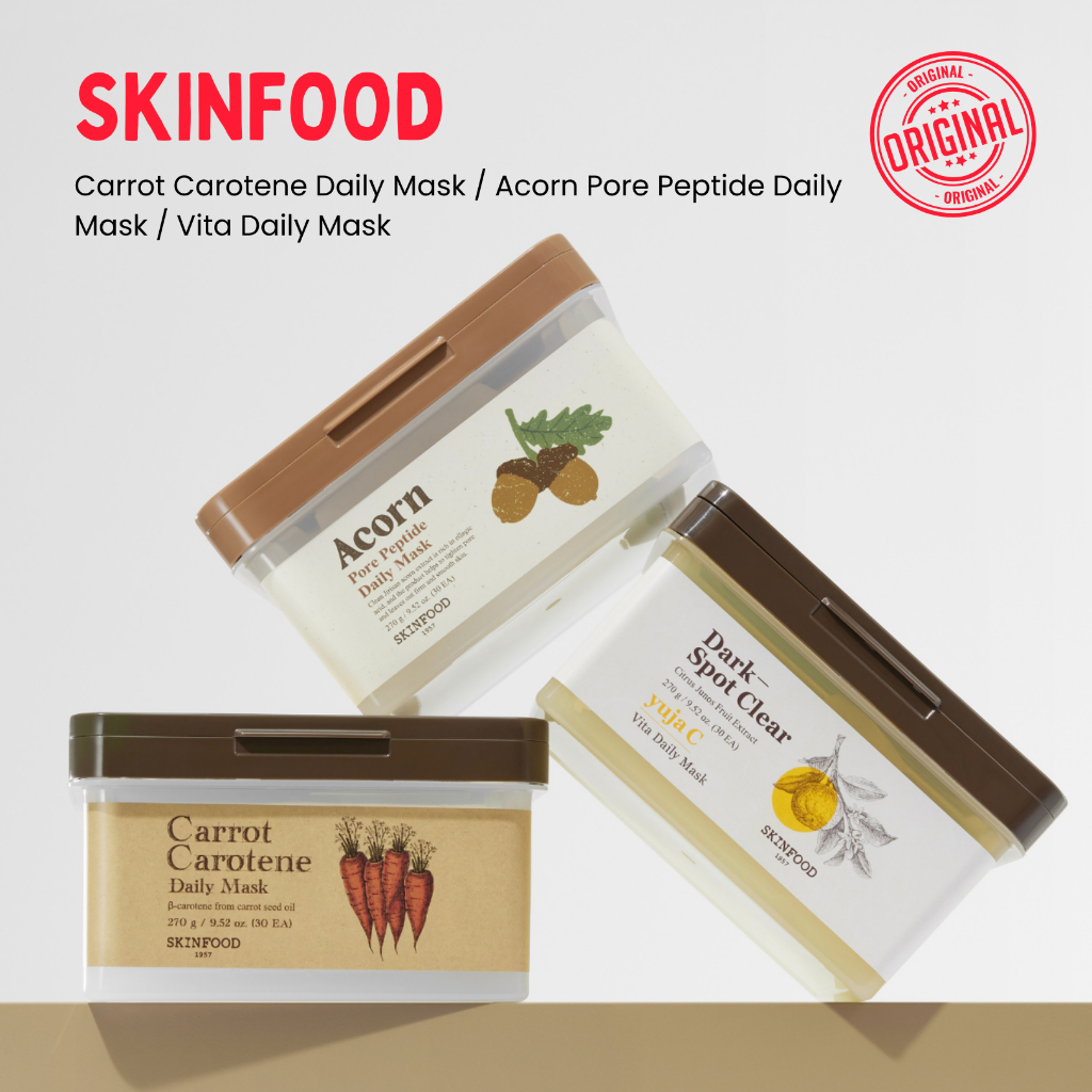 Jual SKINFOOD Carrot Carotene Daily Mask / Acorn Pore Peptide Daily ...
