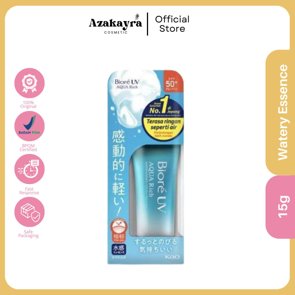 Jual Azakayra Cosmetic - Biore UV Aqua Rich Watery Essence Sunscreen Skin Care SPF 50 PA++++ 15g ...