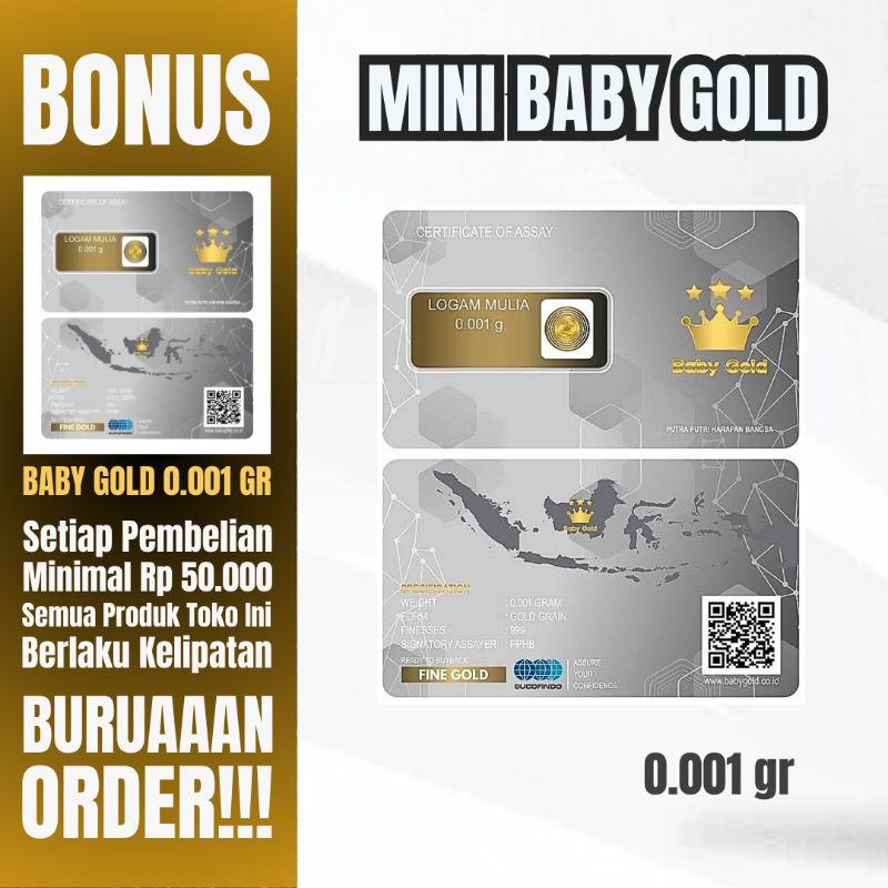 Jual Mini Baby Gold Logam Mulia Emas 0.001 Gr 24 Karat | Shopee Indonesia