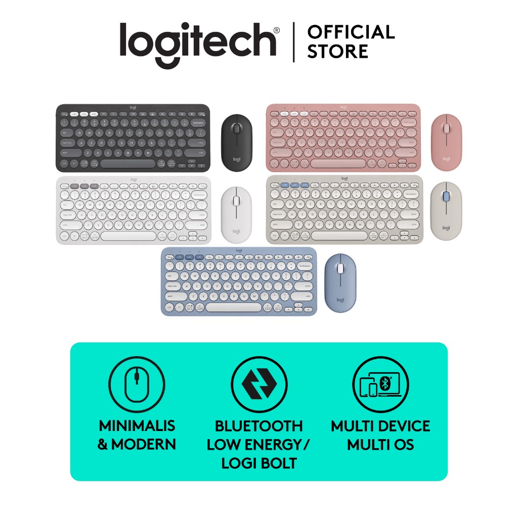 Jual Logitech Pebble 2 Combo, Keyboard dan Mouse Wireless Bluetooth ...