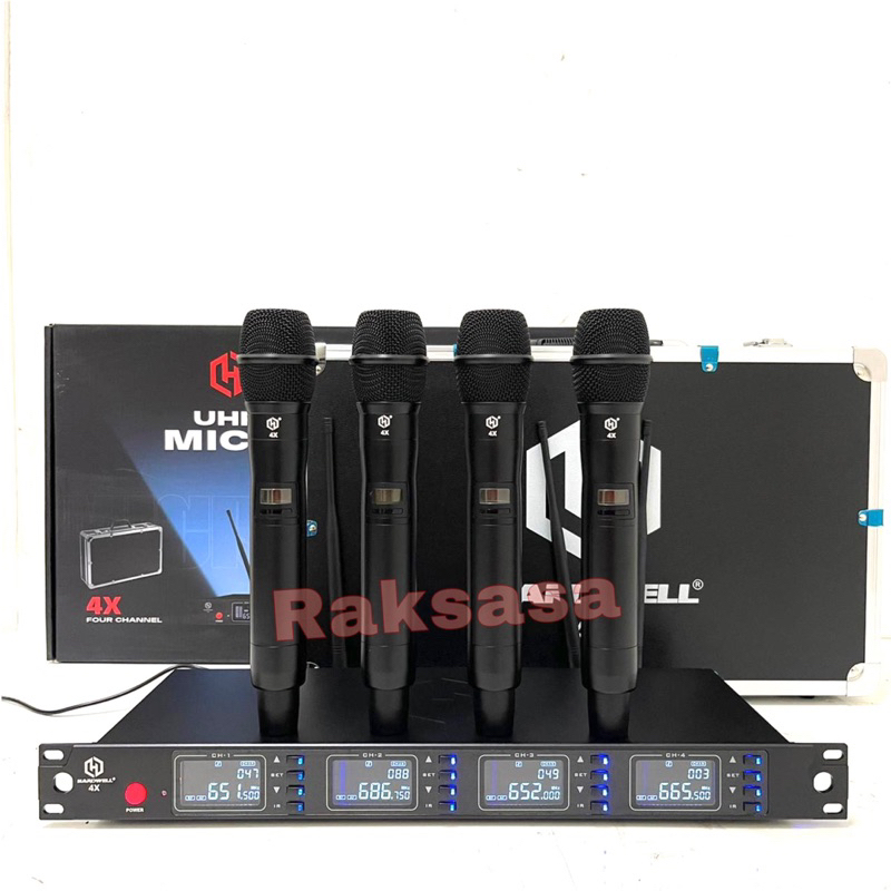 Jual Hardwell 4X 4 Handled Mic Wireless 4 Channel UHF Mic Handheld ...