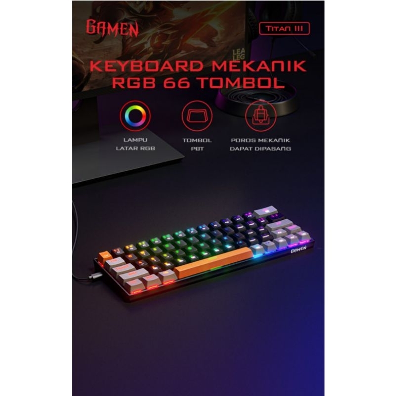 Jual Gamen Mechanical Keyboard Titan III RGB | Shopee Indonesia