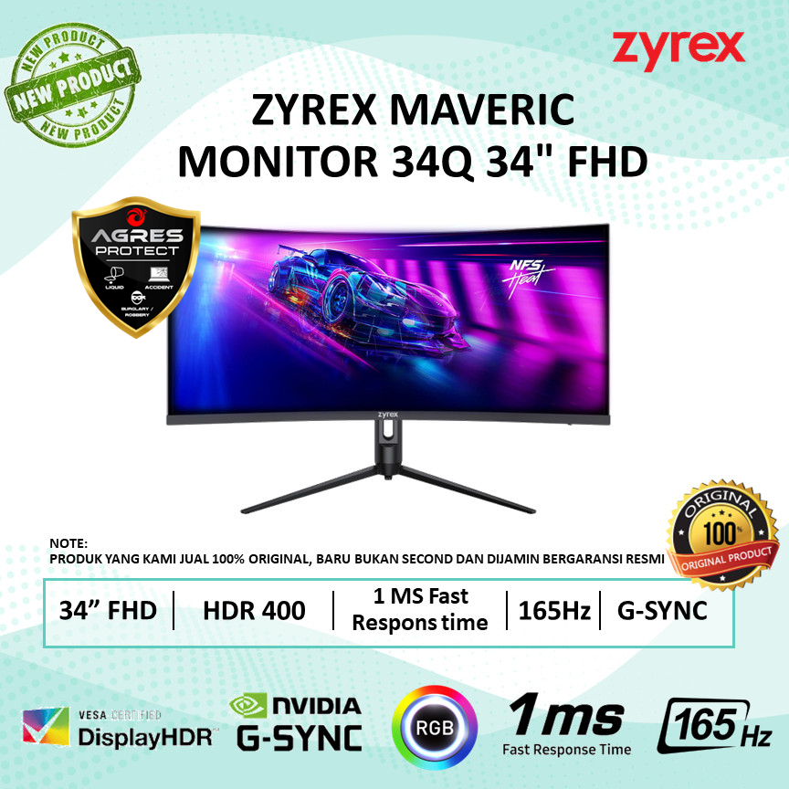 Jual ZYREX MAVERIC MONITOR 34Q 34" FHD 165HZ | Shopee Indonesia