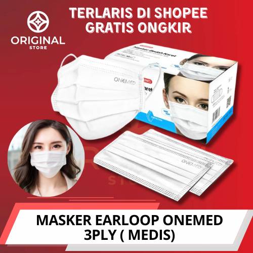 Jual Masker Onemed Medis Bedah Karet Earloop 3ply OneMed box 50pcs ...