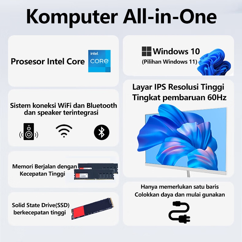 Jual HUAV Komputer Full Set All-in-One PC Baru, Prosesor Core i3/i5/i7, RAM 16G, SSD 512G, Inci ...