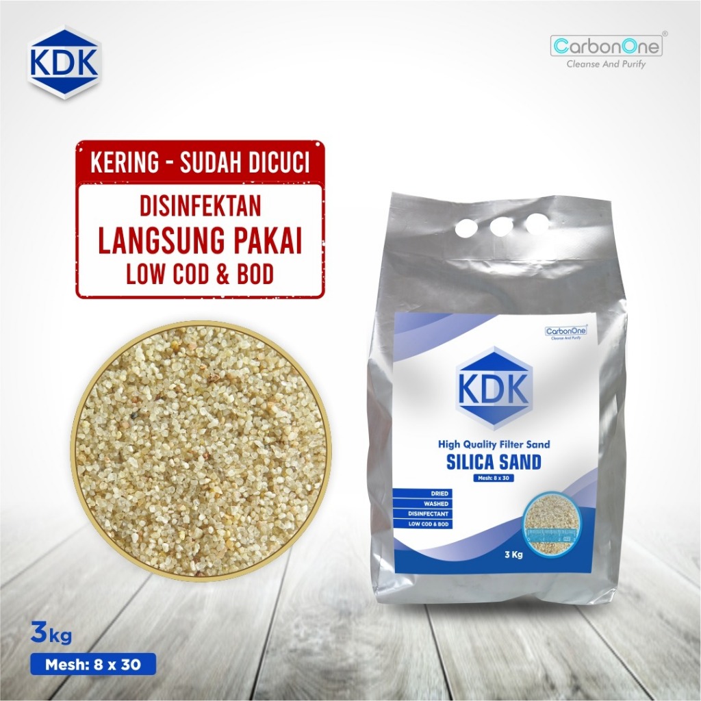 Jual KDK Silika Sand - Pasir Silika Filter media penjernih air kemasan 3Kg (Metalized Pack ...