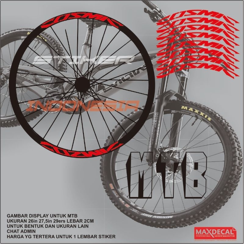 Jual sticker rims stiker velg sepeda mtb COZMIC (perbiji) | Shopee ...
