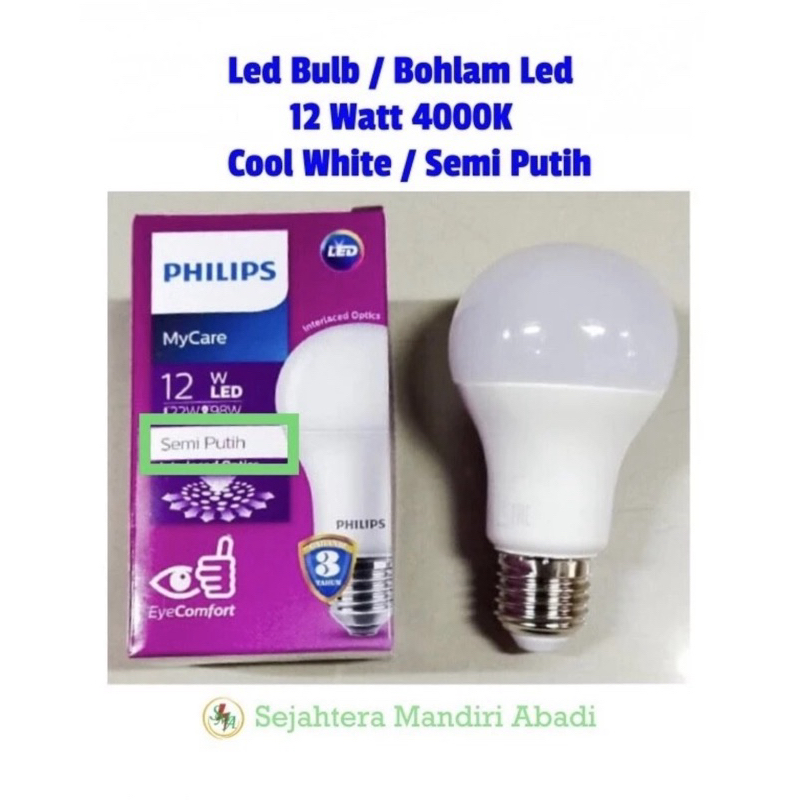 Jual Lampu Bohlam LED Bulb 12 Watt Cool White Semi Putih 4000K 220V Philips | Shopee Indonesia