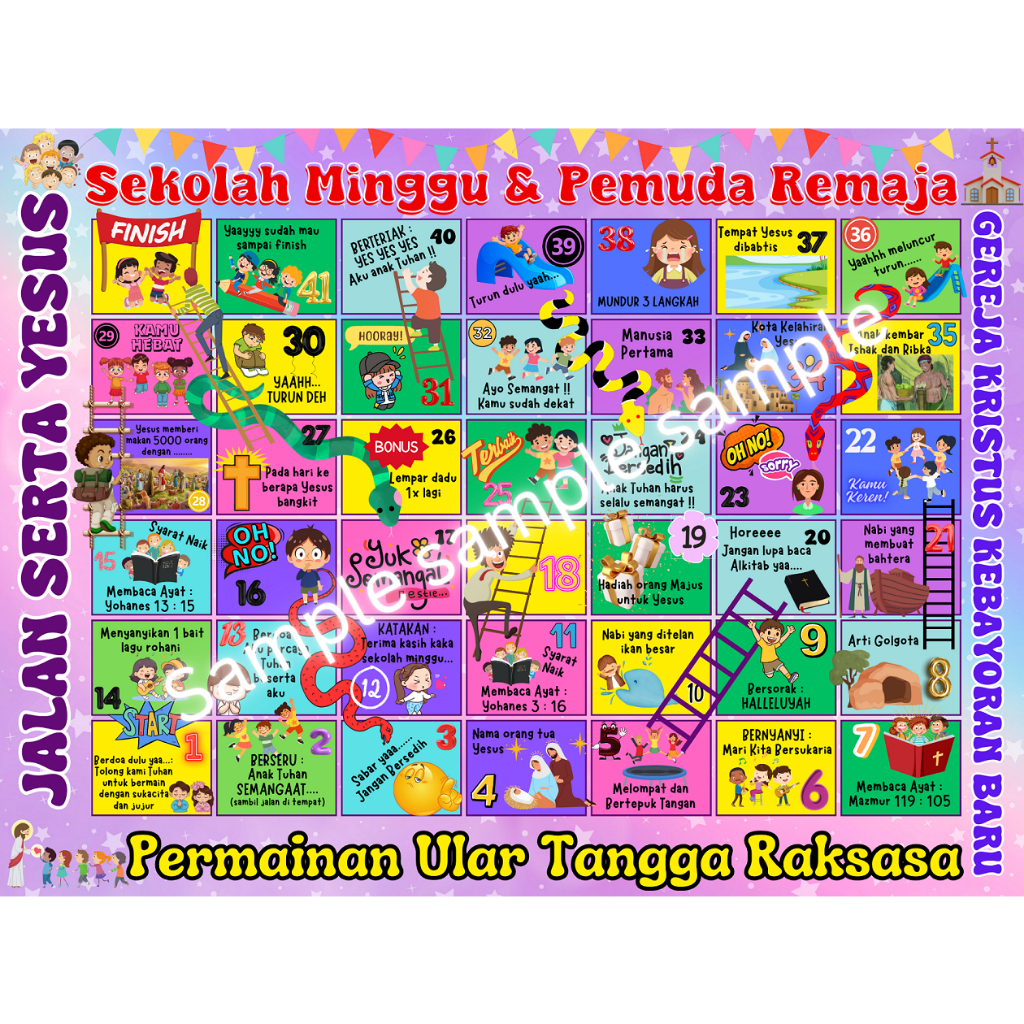 Jual Madebynie Ular Tangga Raksasa Jumbo Kristen | Mainan Edukasi Anak ...