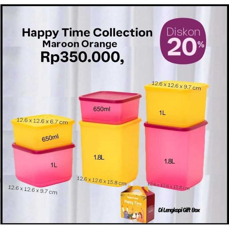 Jual Tupperware summer fun 6pcs ( 2pc 650ml + 2pc 1L + 2pc 1,8L ) happy ...